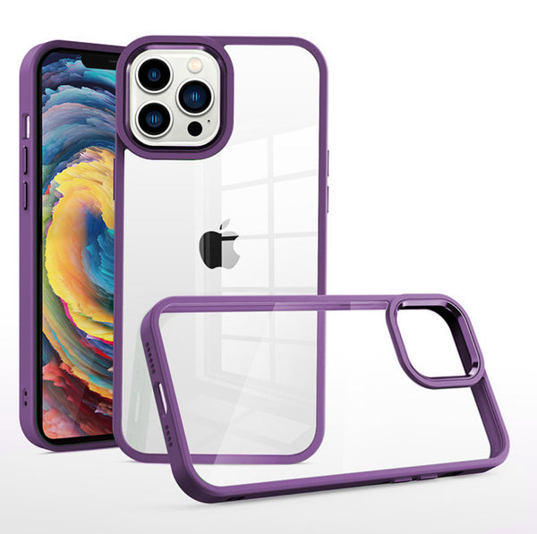 Clear back case for iPhone 11 with Deep Purple Border. - Mobile Care Online